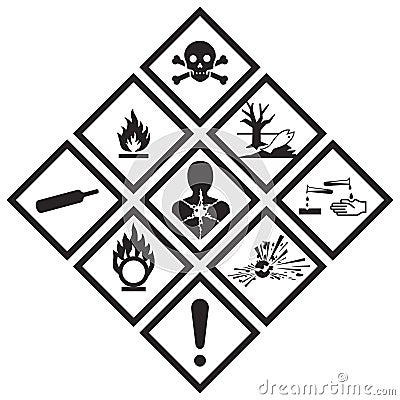 GHS Labels Set. Warning Sign Of Globally Cartoon Vector | CartoonDealer ...