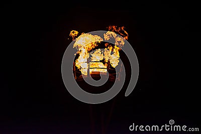 Giant Fire Torch On Dark Night Background In Epcot. Editorial Image ...