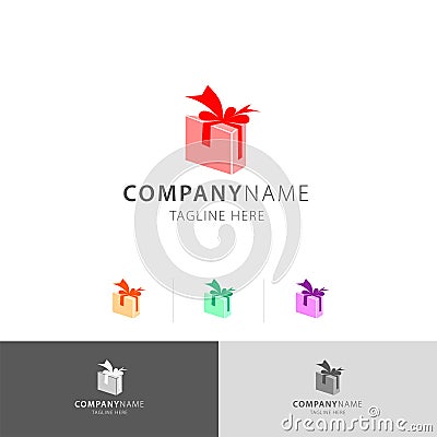 Gift Box Sender Logo Design Template Vector | CartoonDealer.com #250970894