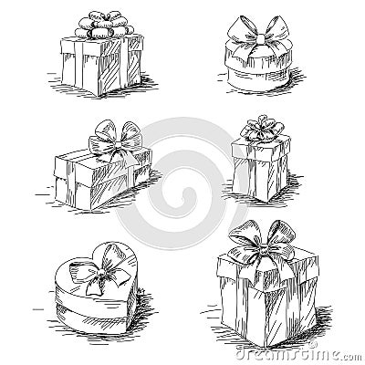 Gift Boxes Sketch Stock Vector - Image: 44511615