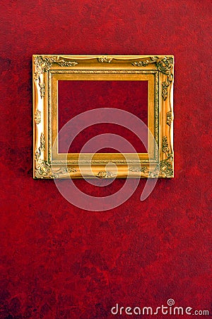 Gilded Gold Frame On Red Wall Background Royalty Free Stock Image ...