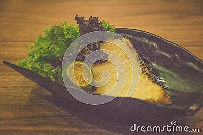 Gindara Grilled Black Cod Fish Over Japanese Charcoal Robatayaki Stock ...