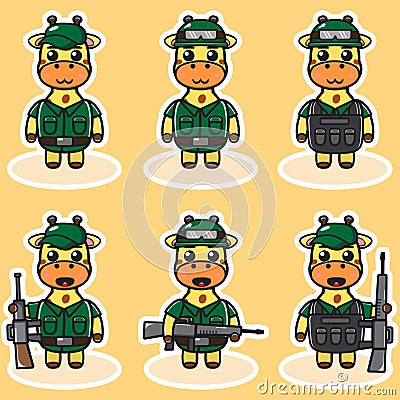 Vector Illustration Of Cute Giraffe Soldier Cartoon. | CartoonDealer ...