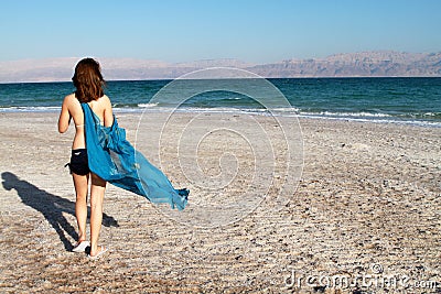 Girl At Dead Sea Beach Royalty Free Stock Photography - Image: 28210707