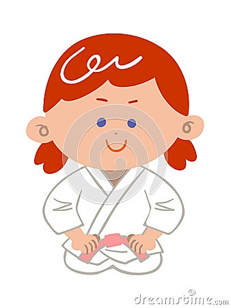 Girl Doing Karate Sitting In Seiza Position Vector Illustration ...