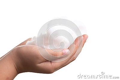 Girl Hand Hold Cotton Wool Isolate On White Background Royalty-Free ...