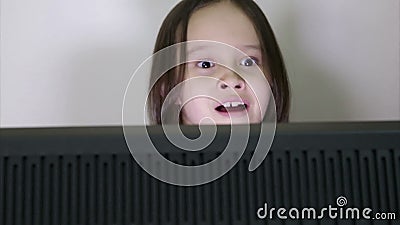 Girl Looking at Computer Screen Stock Video - Video of looking ...