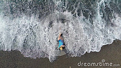 Girl Lying on a Beach in Water, Sunbathing. Stock Video - Video of ...