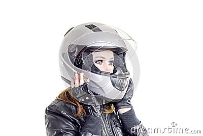 Girl In A Motorcycle Helmet Royalty-Free Stock Photo | CartoonDealer ...