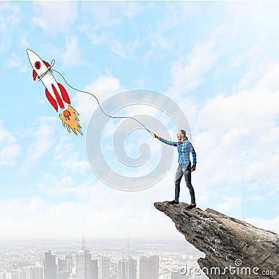 Girl With Rocket Royalty-Free Stock Photography | CartoonDealer.com ...