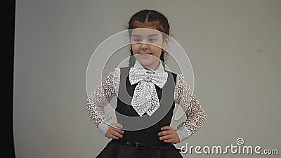Girl in School Uniform at a Photo Shoot Stock Video - Video of standing ...