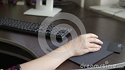 Girl Scrolling Mouse, Close-up Stock Video - Video of equipment, laptop ...