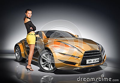Girl And Sports Car Stock Image - Image: 19550321