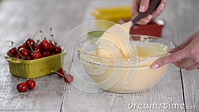 Girl Stirring Batter for Cake. Close-up. Stock Footage - Video of mixer ...