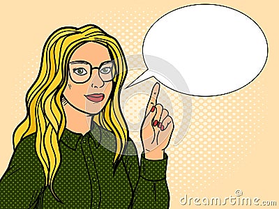 Girl Talk And Point With Forefinger Pop Art Vector | CartoonDealer.com ...