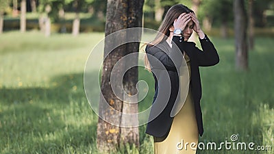 The Girl is Upset about Her Torn Dress. Stock Video - Video of posing ...