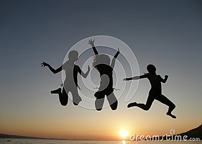 Girls Jumping In Sunset Stock Photos - Image: 11178663