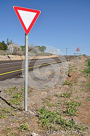 Give Way Traffic Sign. Royalty-Free Stock Photography | CartoonDealer ...