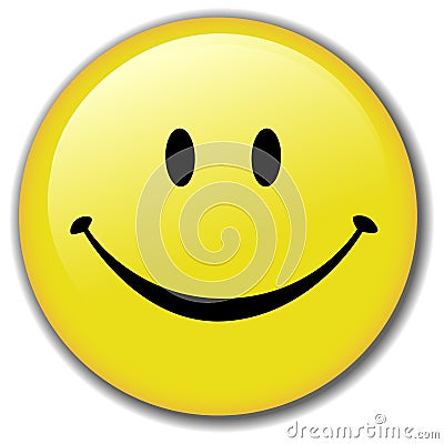 Glückliches Smiley-Gesichts-Tasten-Abzeichen Stockfoto - Bild: 2126330