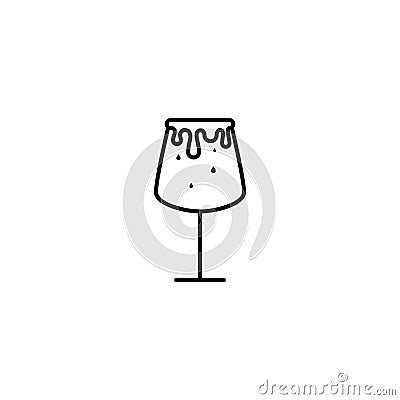 Red Wine Glass Icon With Overfilled With Water On White Background ...