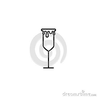 Flute Glass Icon With Overfilled With Water On White Background. Simple ...