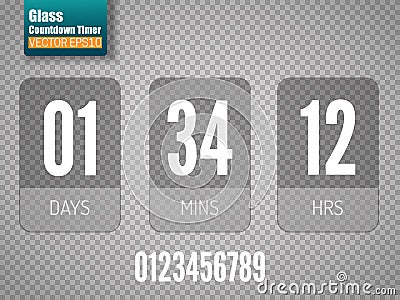 Glass Countdown Timer On Transparent Background. Clock Counter. Vector ...