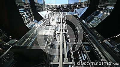 Glass Elevators in a Modern Glass Building Stock Video - Video of ...