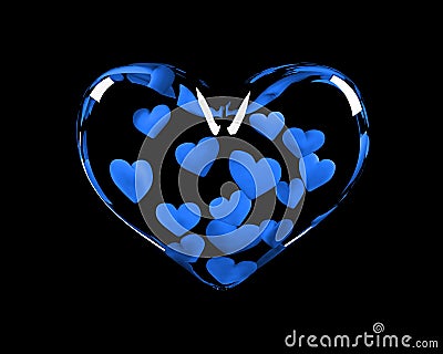 Glass Heart With 14 Blue Hearts Inside Stock Images - Image: 8609624