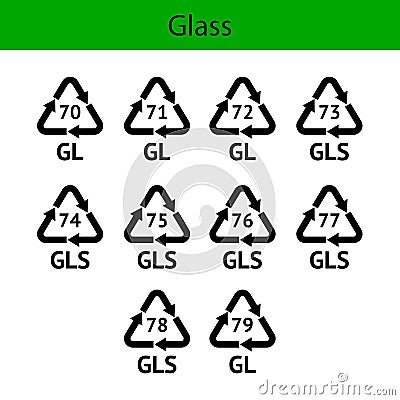 Glass Recycling Codes Cartoon Vector | CartoonDealer.com #256882257