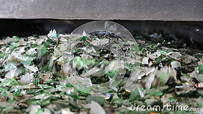 Glass Waste in Recycling Facility. Glass Particles in a Machine Stock ...