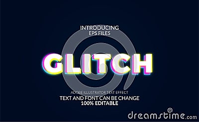 Glitch Dynamic And Distortion Glow Text Effect. Editable Text And Font ...