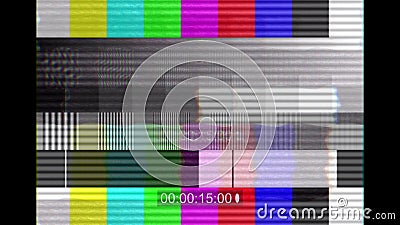 Glitch Effect Retro TV. Flashing SMPTE Color Bars with Timecode. SMPTE ...