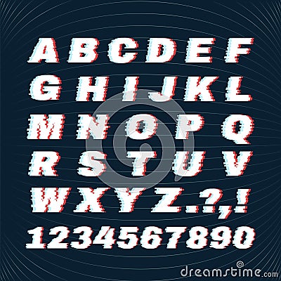 Glitch Font With Distortion Effect. Deface Alphabet. Concept For Your ...