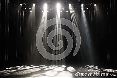 Glittering Confetti Falling Down On A Stage With Lightbeams Background ...