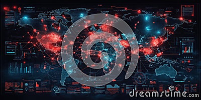 Global Cybersecurity Threat Analysis Infographic Shows Worldwide Digital Environment Data ...