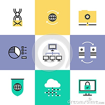 Global Data Technology Pictogram Icons Set Stock Vector - Image: 50848968