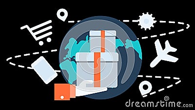 Global Delivery Courier Parcel Animation Transparent Vector Motion ...