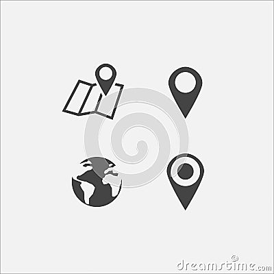 Global Map Icon, Globe Symbol, Map Pointer Icon, GPS Symbol, Navigation ...