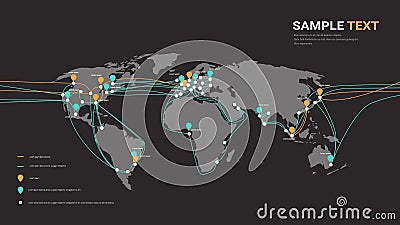 Global Network Cable Connections And Information Transfer System World ...