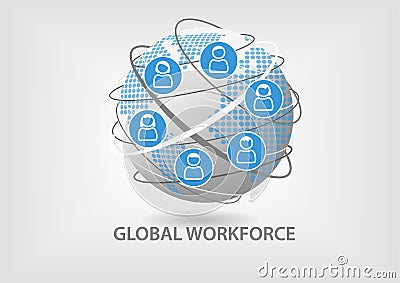 Global Workforce Concept. Illustration Of Collaborative Teamwork With ...