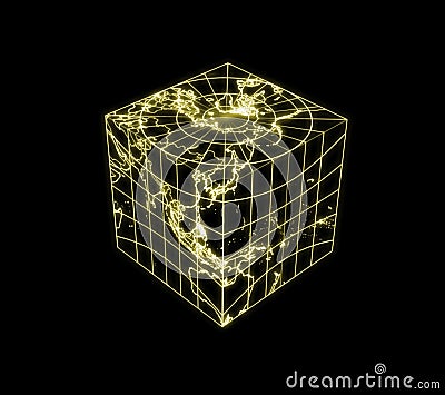 Globe Earth Cubic Light Map Outline Stock Illustration | CartoonDealer ...