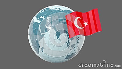 Globe with flag of Turkey stock video. Video of national - 172660531