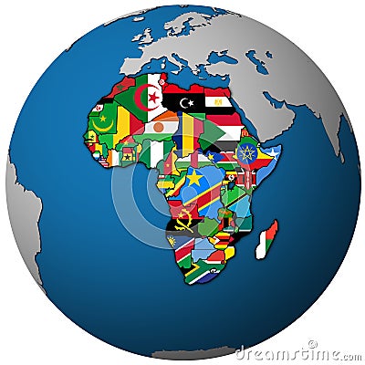Globe Map With Political Map Of African Union Royalty-Free Stock ...