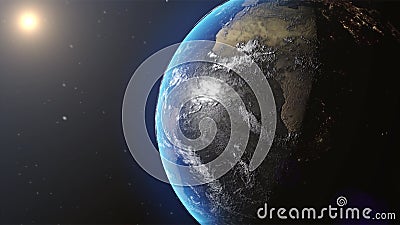 The Globe Spinning on Satellite View on Dark Background. Turning Earth ...