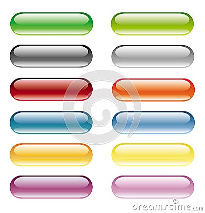 Glossy Button Set With Reflection On Both Sides Royalty Free Stock ...