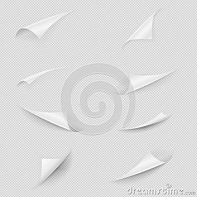 Glossy White Paper Sheet Folded Edges Set Vector Illustration ...