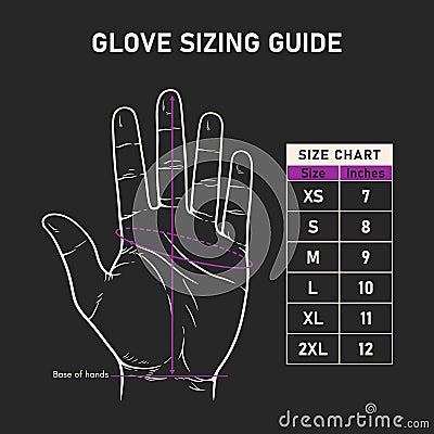 Glove Sizing Guide Chart With Hand Illustration | CartoonDealer.com ...