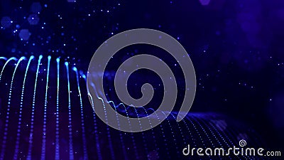 Glow Blue Particles Form Lines, Surfaces, Complex String Structures in ...