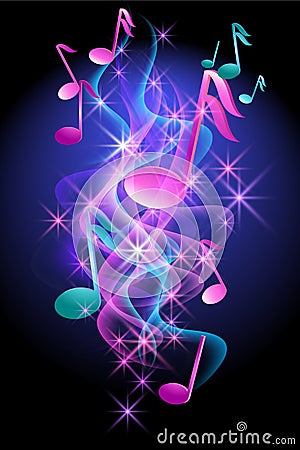Glowing Background With Musical Notes Stock Photos - Image: 28349423