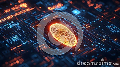 Glowing Biometric Handprint On Digital Background Stock Photo ...